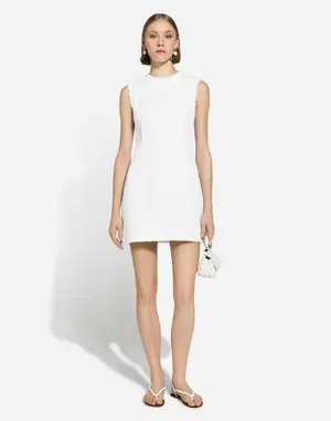 Dolce & Gabbana Short Cotton Raschel Tweed Dress - White