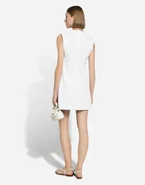 Dolce & Gabbana Short Cotton Raschel Tweed Dress - White