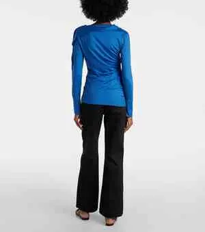 Victoria Beckham Ruched Asymmetric Jersey Top