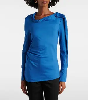 Victoria Beckham Ruched Asymmetric Jersey Top