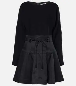 Ulla Johnson Aremi Twill-trimmed Minidress - Black