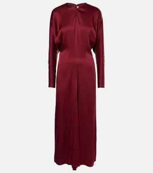 Victoria Beckham Draped Crepe Satin Midi Dress