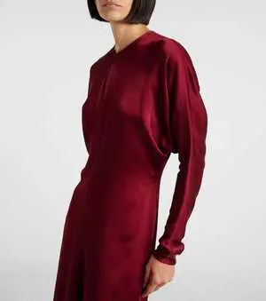 Victoria Beckham Draped Crepe Satin Midi Dress