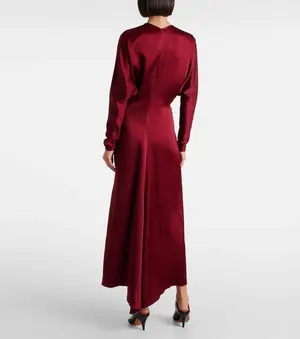 Victoria Beckham Draped Crepe Satin Midi Dress