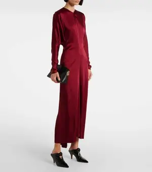 Victoria Beckham Draped Crepe Satin Midi Dress
