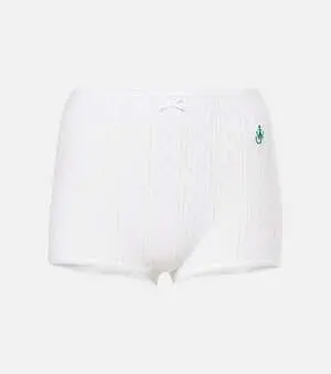 JW Anderson Pointelle Cotton And Cashmere Shorts - White