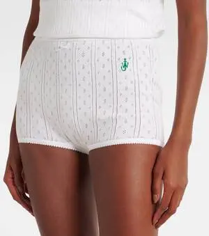 JW Anderson Pointelle Cotton And Cashmere Shorts - White