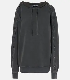Y/project Oversized Cotton Jersey Hoodie With Buttoned Sleeves