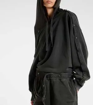 Y/project Oversized Cotton Jersey Hoodie With Buttoned Sleeves
