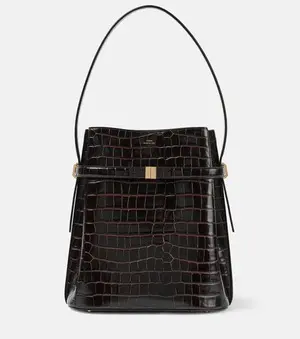 TOTEME Croc-effect Leather Bucket Bag - Brown