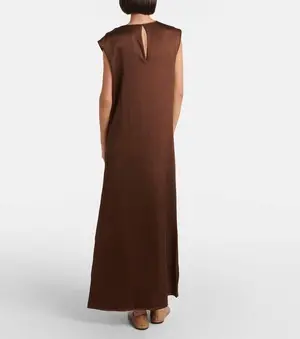 Asceno Rose Silk Satin Maxi Dress