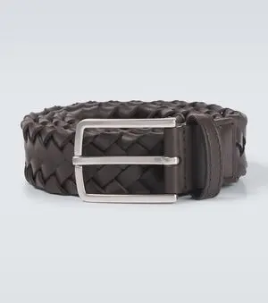Bottega Veneta Intreccio Leather Belt - Brown