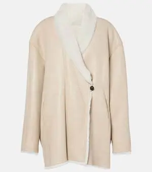 Isabel Marant Elanore Shearling-trimmed Leather Coat