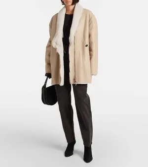 Isabel Marant Elanore Shearling-trimmed Leather Coat