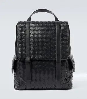 Bottega Veneta Intrecciato Leather Backpack - Black