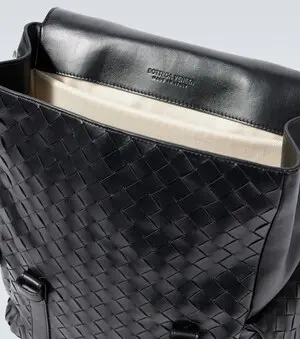 Bottega Veneta Intrecciato Leather Backpack - Black