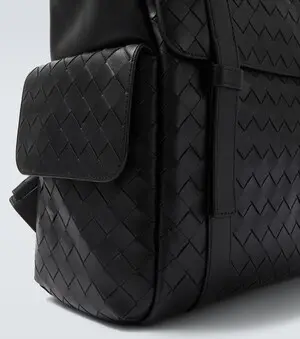 Bottega Veneta Intrecciato Leather Backpack - Black
