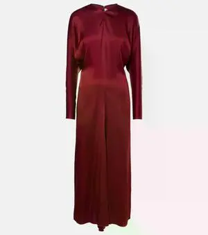 Victoria Beckham Draped Crêpe Satin Midi Dress