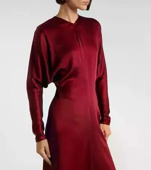 Victoria Beckham Draped Crêpe Satin Midi Dress