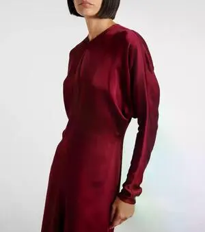 Victoria Beckham Draped Crêpe Satin Midi Dress