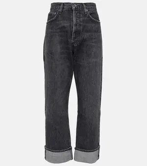 AGOLDE Fran Mid-rise Straight Jeans - Black