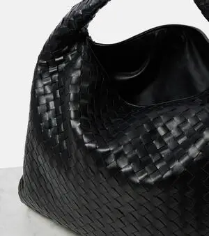 Bottega Veneta Hop Intrecciato Large Leather Tote Bag - Black