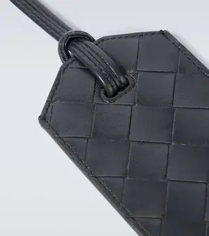Bottega Veneta Intrecciato Leather Luggage Tag - Black