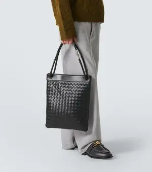 Bottega Veneta Andiamo Intrecciato Leather Messenger Bag