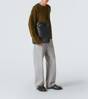 Bottega Veneta Andiamo Intrecciato Leather Messenger Bag