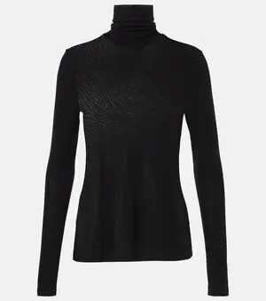 AGOLDE Pascale Jersey Turtleneck Top In Ivory Glow - Black