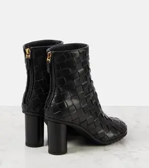 Bottega Veneta Intrecciato Leather Ankle Boots - Black