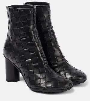Bottega Veneta Intrecciato Leather Ankle Boots - Black