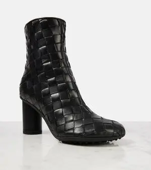 Bottega Veneta Intrecciato Leather Ankle Boots - Black