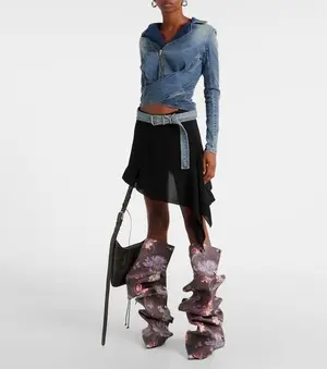 Y/project Snap 100 Floral Leather Knee-high Boots - Multicoloured