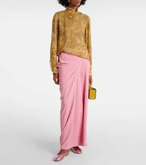 Dries Van Noten Draped Crêpe Maxi Skirt