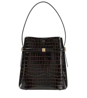 TOTEME Croc-effect Leather Bucket Bag - Brown