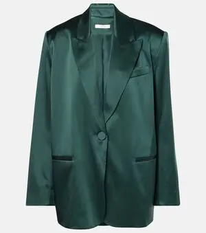 THE SEI Silk Satin Blazer - Green