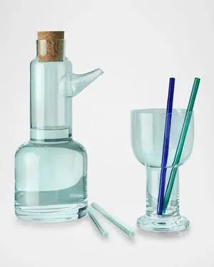 KOSTA BODA Sipsavor 2-piece Glass Straw Set - Blue/green