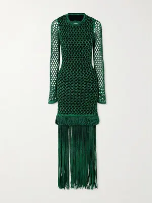 DIOTIMA The Vanguard Medusa Crocheted Cotton-blend Dress - Green