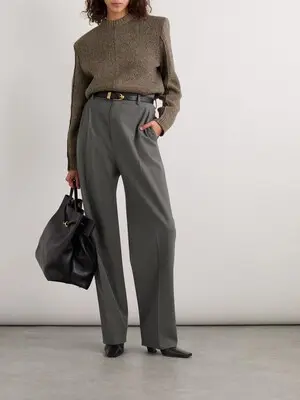Bottega Veneta Pleated Wool-blend Straight-leg Pants
