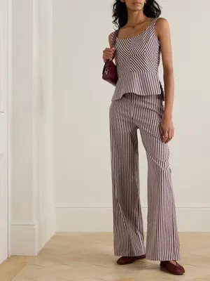 LIBEROWE The Vanguard Striped Cotton-poplin Pants