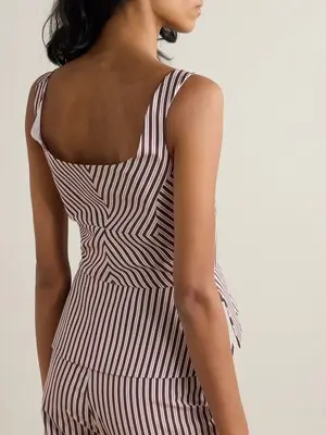 LIBEROWE Striped Cotton-poplin Peplum Top