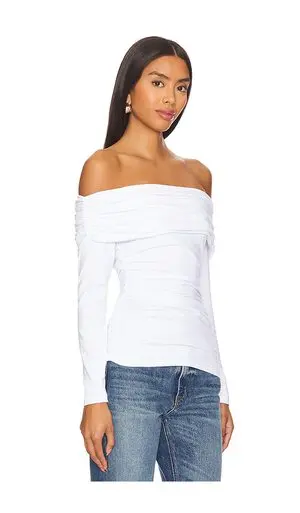 Susana Monaco Off The Shoulder Gathered Long Sleeve Top - Sugar