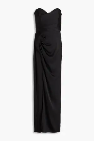 NICHOLAS Strapless Wrap-effect Satin Maxi Dress