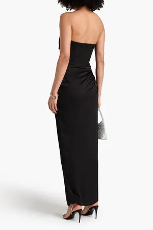 NICHOLAS Strapless Wrap-effect Satin Maxi Dress