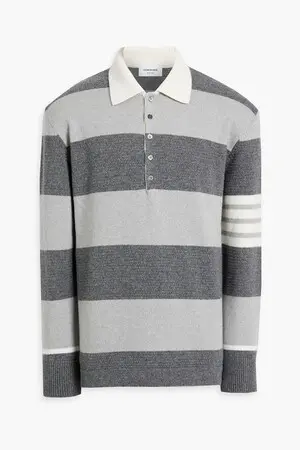 Thom Browne Striped Wool Polo Shirt - Anthracite