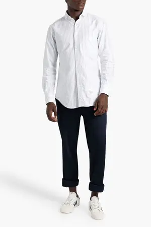 Thom Browne Striped Cotton Oxford Shirt - White