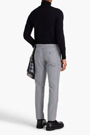 Thom Browne Slim-fit Striped Wool-blend Trousers - Gray