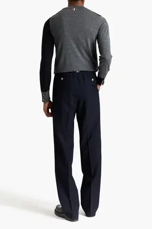Thom Browne Pleated Grain De Poudre Wool Pants - Midnight Blue