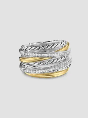 David Yurman Crossover Seven Row Ring In Sterling Silver - Diamond
